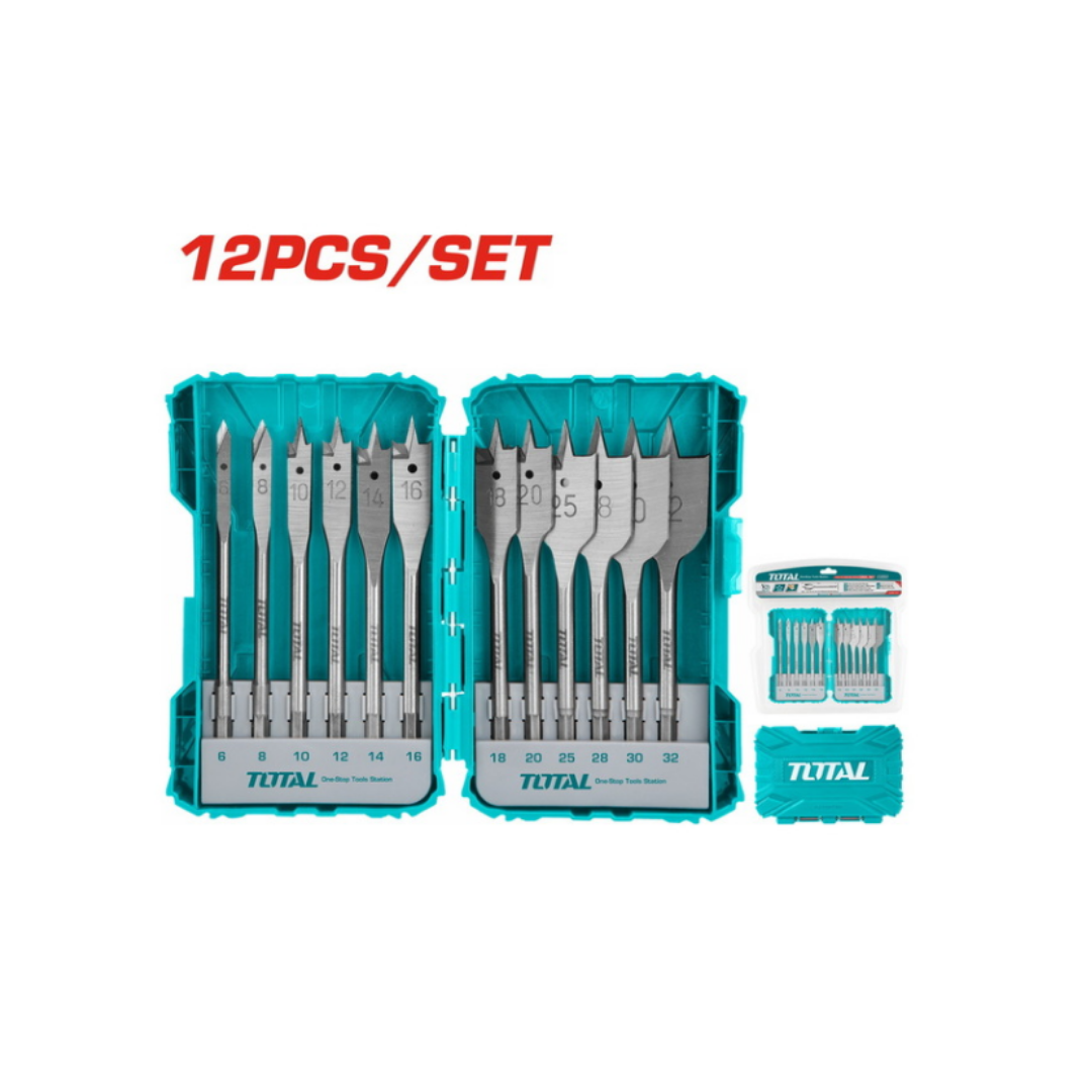 TOTAL DRILL BITS SET FLAT WOOD 12PCS TACSDL1201 – Micmar Online