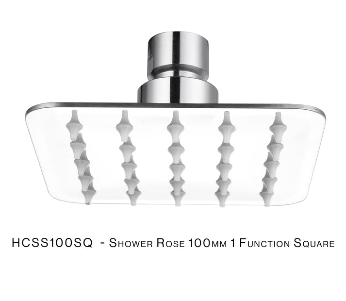 H&C SHOWER ROSE SQUARE SLIM STAINLESS STEEL 100MM 1 FUNCTION HCSS100SQ ...