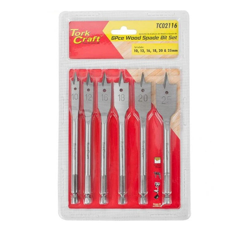 TORKCRAFT SPADE BIT SET 6PCS 10-25MM TC02116 – Micmar Online